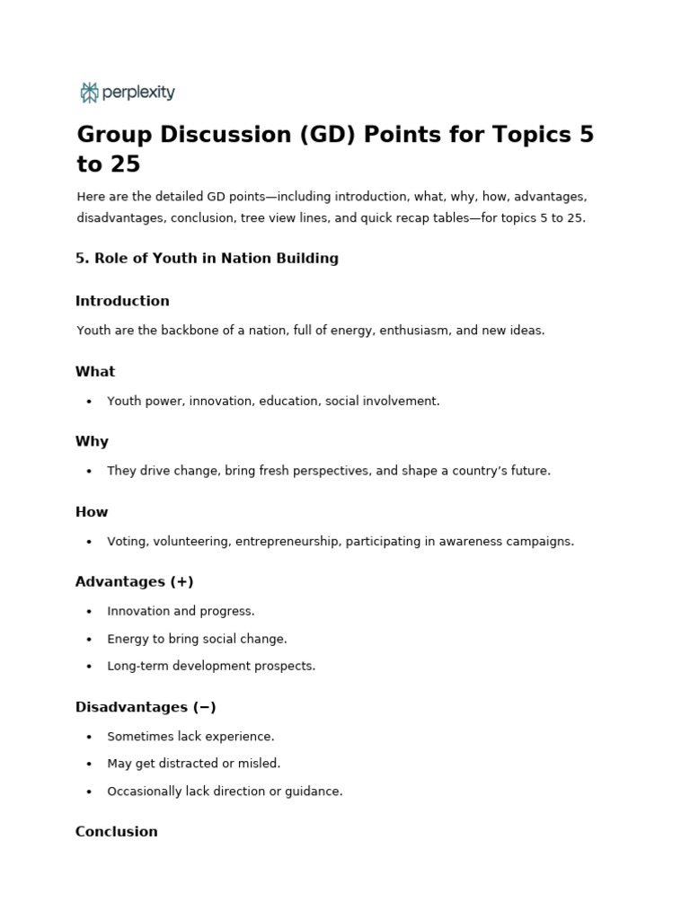 GD Points for Topics 5 to 25 | PDF | Emotional Intelligence | Security