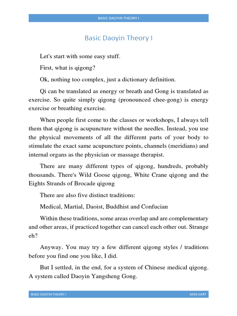 Basic Daoyin Theory I | PDF | Qigong | Qi