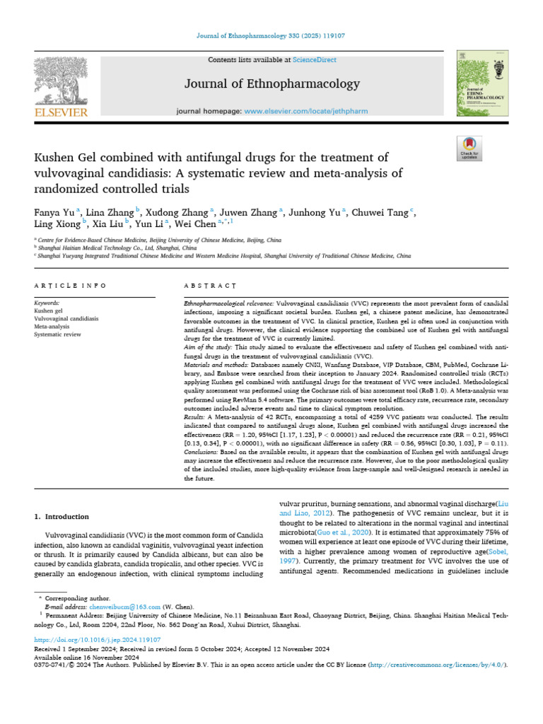 Kushen Gel Combined With Antifungal Drugs For The Treatment - 2025 ...