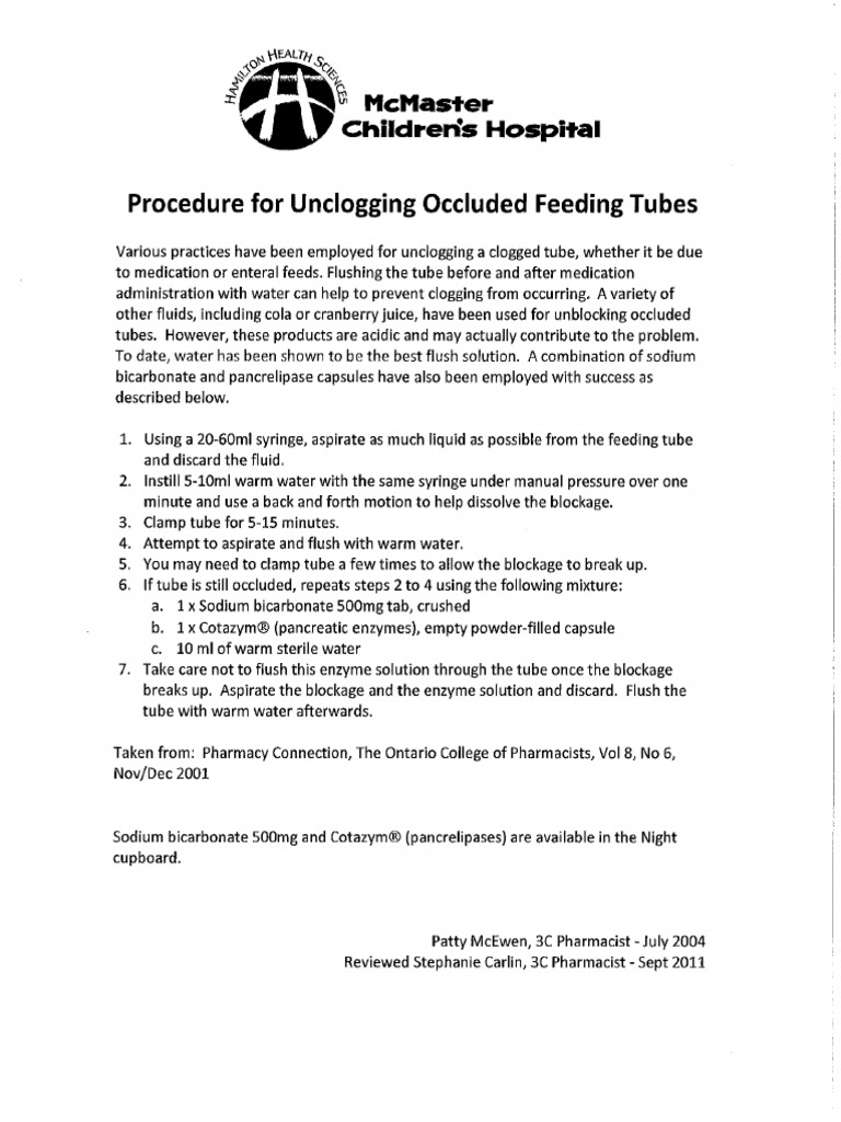 Unclogging Gtubes Cotazym | PDF