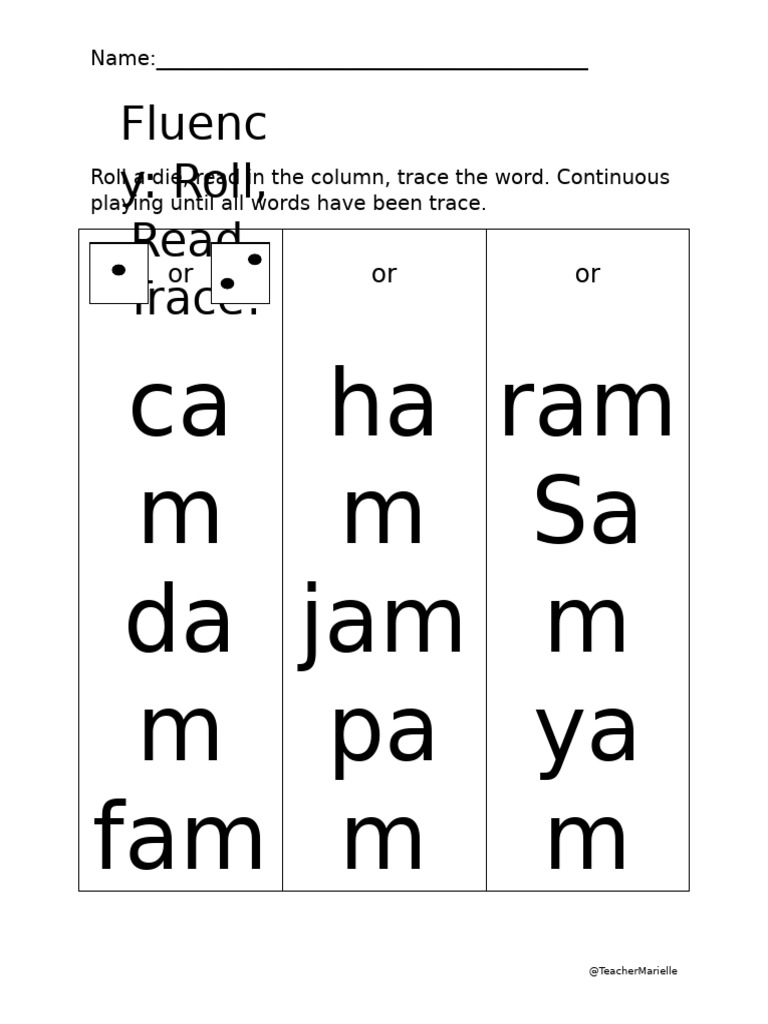 Fluency Game: Roll, Read, Trace | PDF