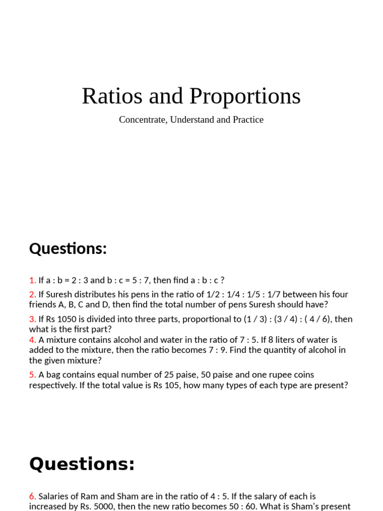 Ratios and Proportions | PDF | Ratio | Chess Theory