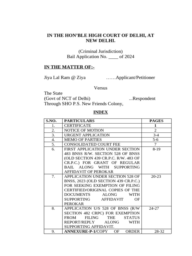 439- Jiyalal Ram Pocso Delhi High Court Paramdeep Singh | PDF | Bail | Affidavit