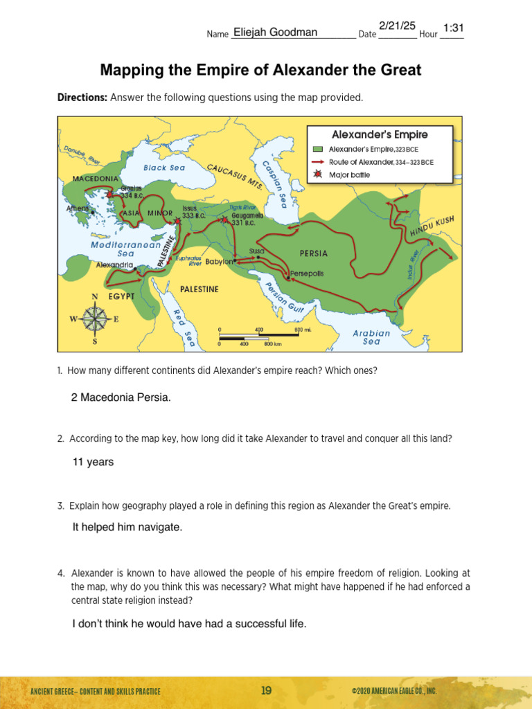 Mapping Alexander's Empire Activities | PDF