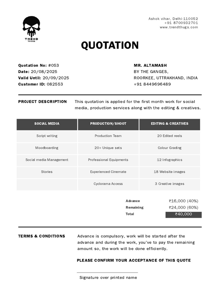 Quotation For Altamash #53 | PDF