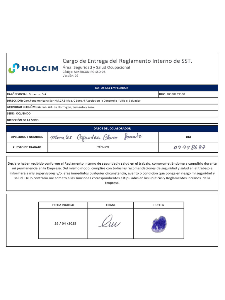 Tra-021 Registro de Entrega Del Risst | PDF