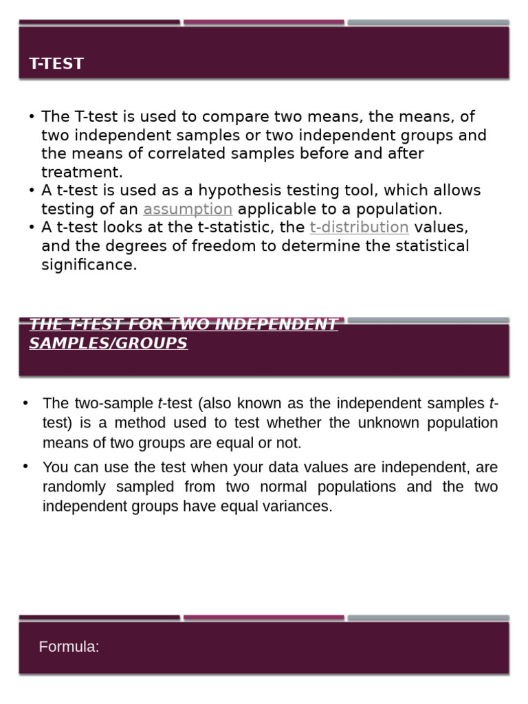 T-Test Analysis and Applications | PDF | Student's T Test | Statistical ...