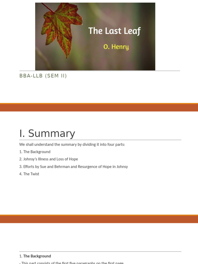 The Last Leaf: Hope and Sacrifice | PDF | Paintings