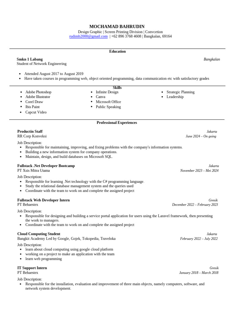 CV - Nanda Afdlolul Basyar | PDF | Databases | Computing