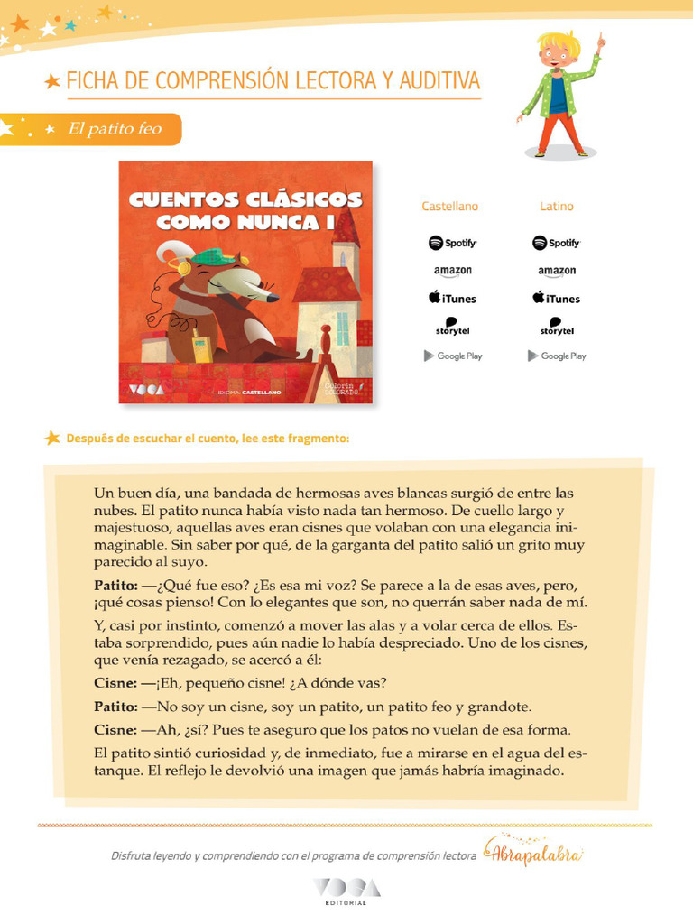 1 Fichas de Comprension El Patito Feo | PDF