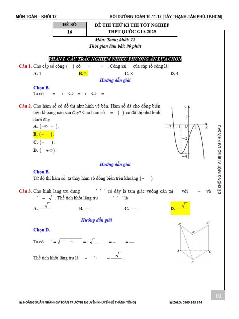 De So 16 TN THPT QG 2025 HXN HDG | PDF