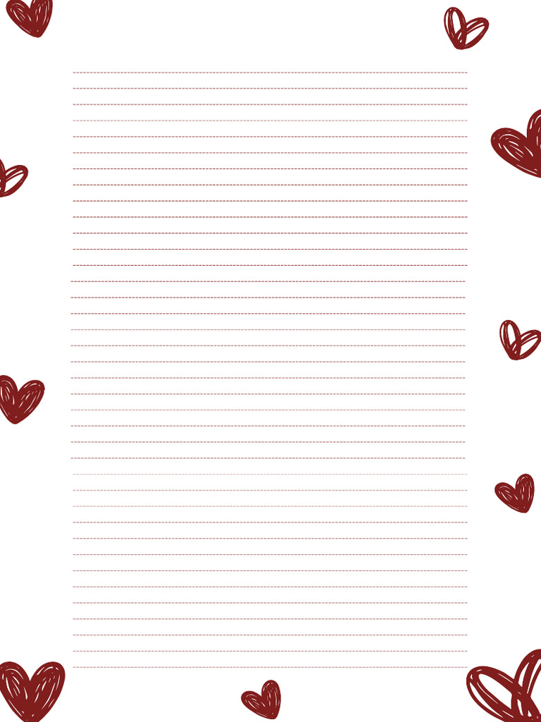 Red Heart Valentine's Day A4 Stationery Paper Document | PDF