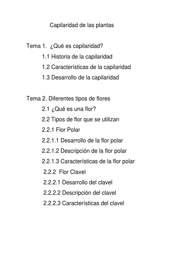 Capilaridad en las Plantas: Conceptos Clave | PDF | Química | Productos ...