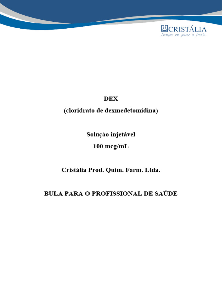 Indicações e Eficácia do DEX 100 mcg/mL | PDF | Midazolam | Placebo