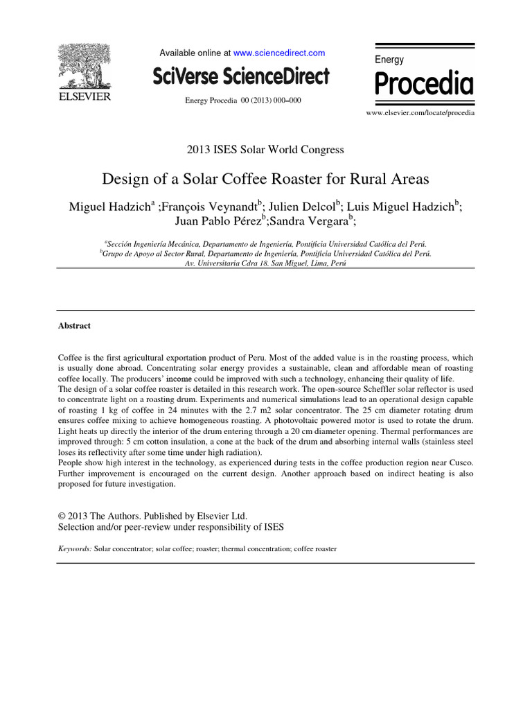 Solar Coffee Roaster Design for Rural Areas | PDF | Physical Sciences