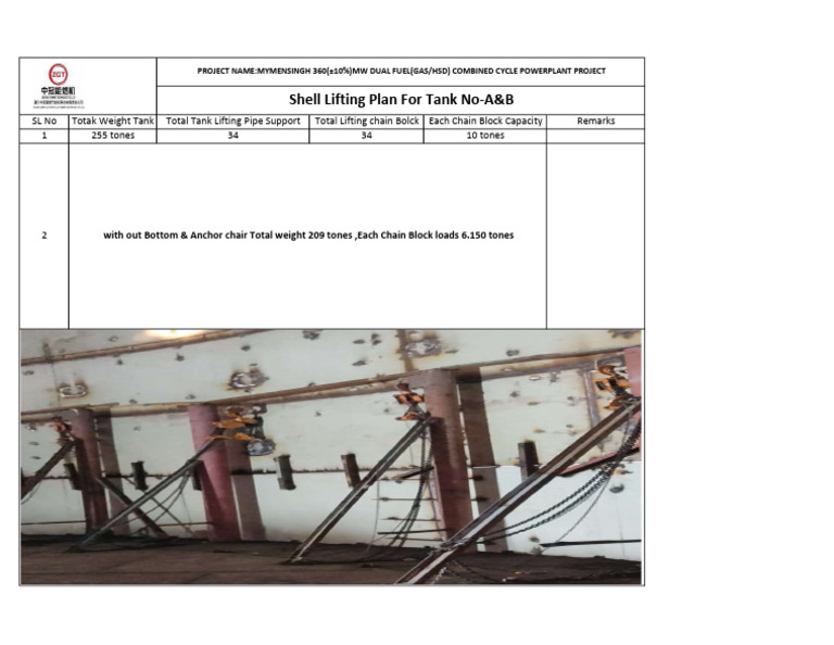 Shell Lifting Plan Tank a&B | PDF