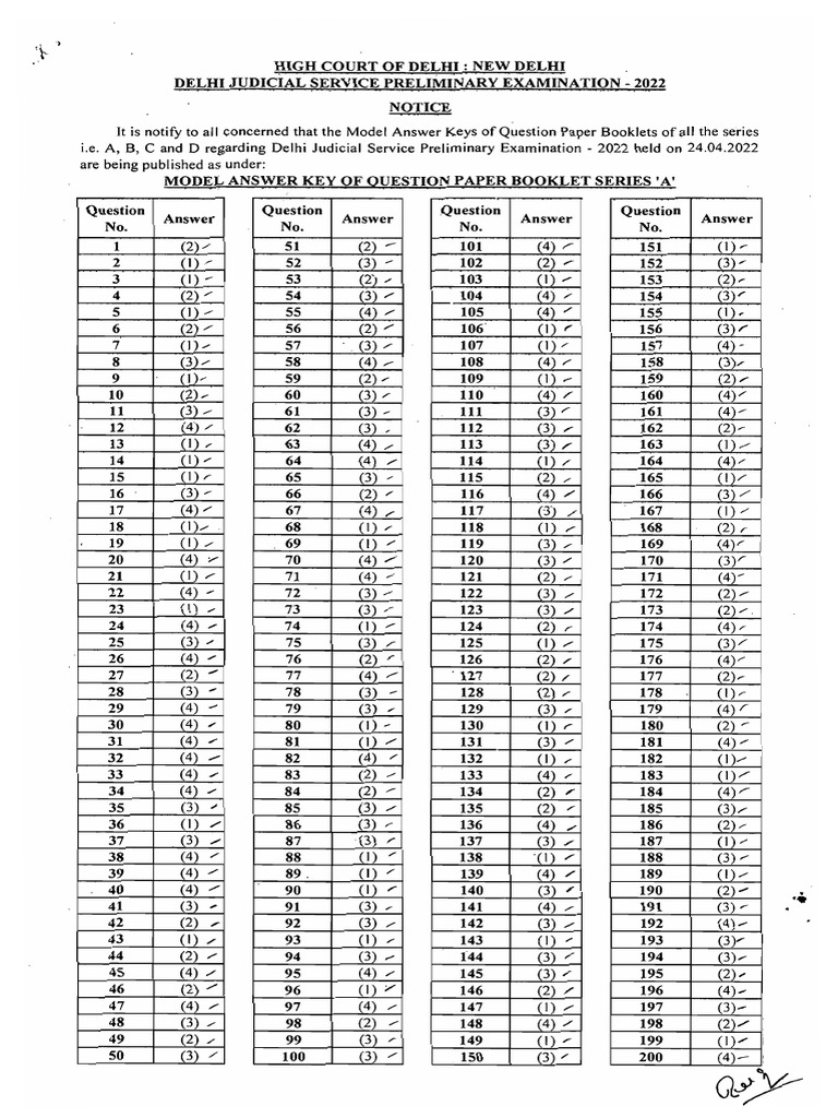 Djs 2022 Model Answer Key | PDF