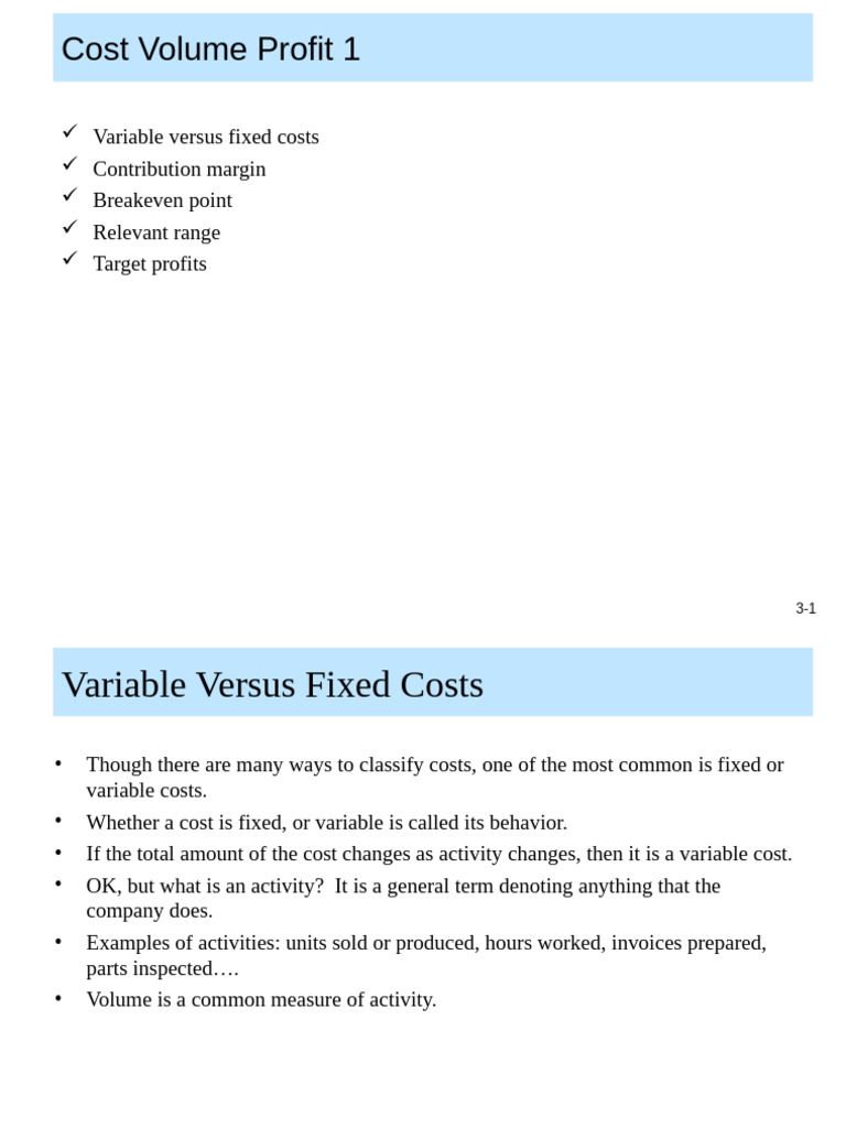 Cost-Volume-Profit Analysis Overview | PDF | Economics | Pricing