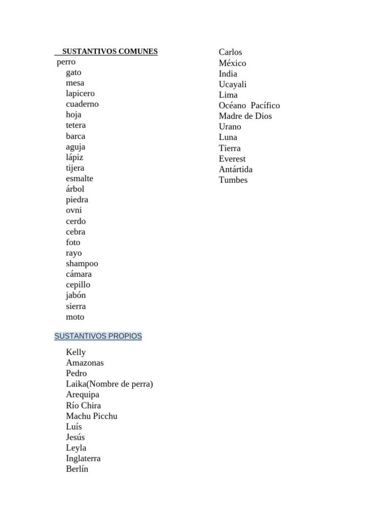 Sustantivos Comune1 | PDF