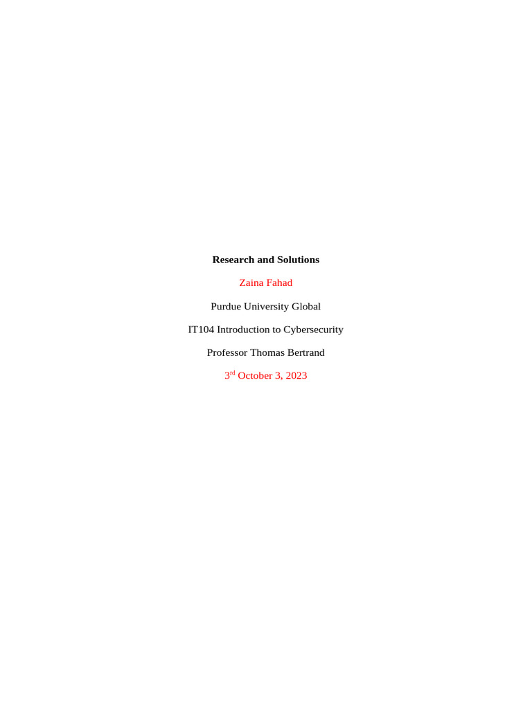 IT104 ZainaFahad Unit 9 Assignment | PDF | Malware | Security