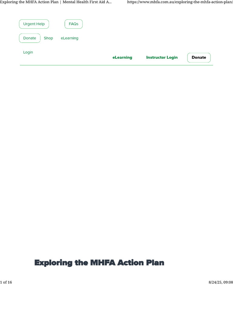 Exploring The MHFA Action Plan | PDF | Mental Disorder | Mental Health