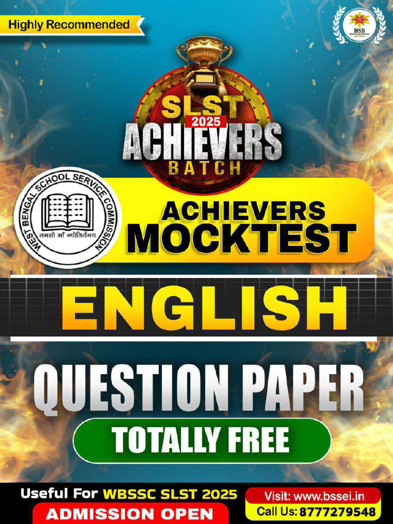 Free Mock Test English Question Paper Day 1 | PDF