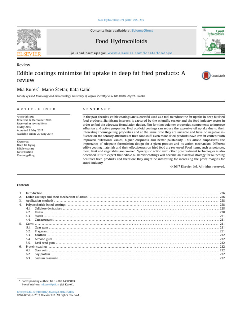 Edible Coatings for Reduced Fat in Frying | PDF | Polysaccharide ...