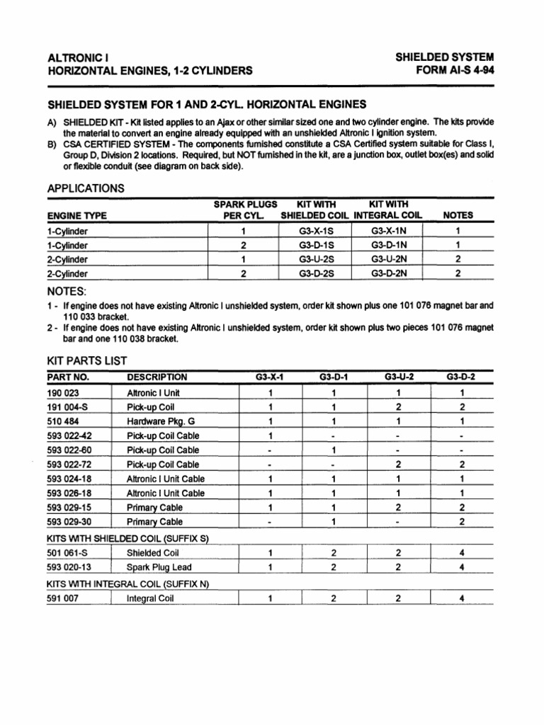 Altronic I Shielded Engine Kits Guide | PDF | Ignition System ...