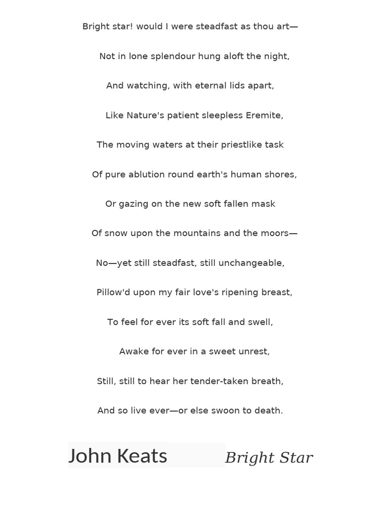 Bright Star John Keats | PDF