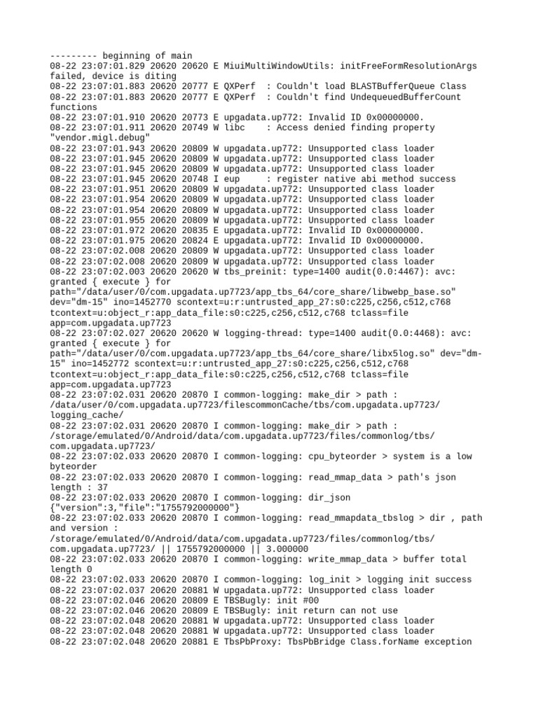 Com - Upgadata.up7723 Logcat | PDF | Computing | Software