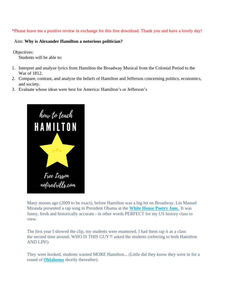 Analyzing Hamilton's Political Legacy | PDF | Hamilton (Musical ...