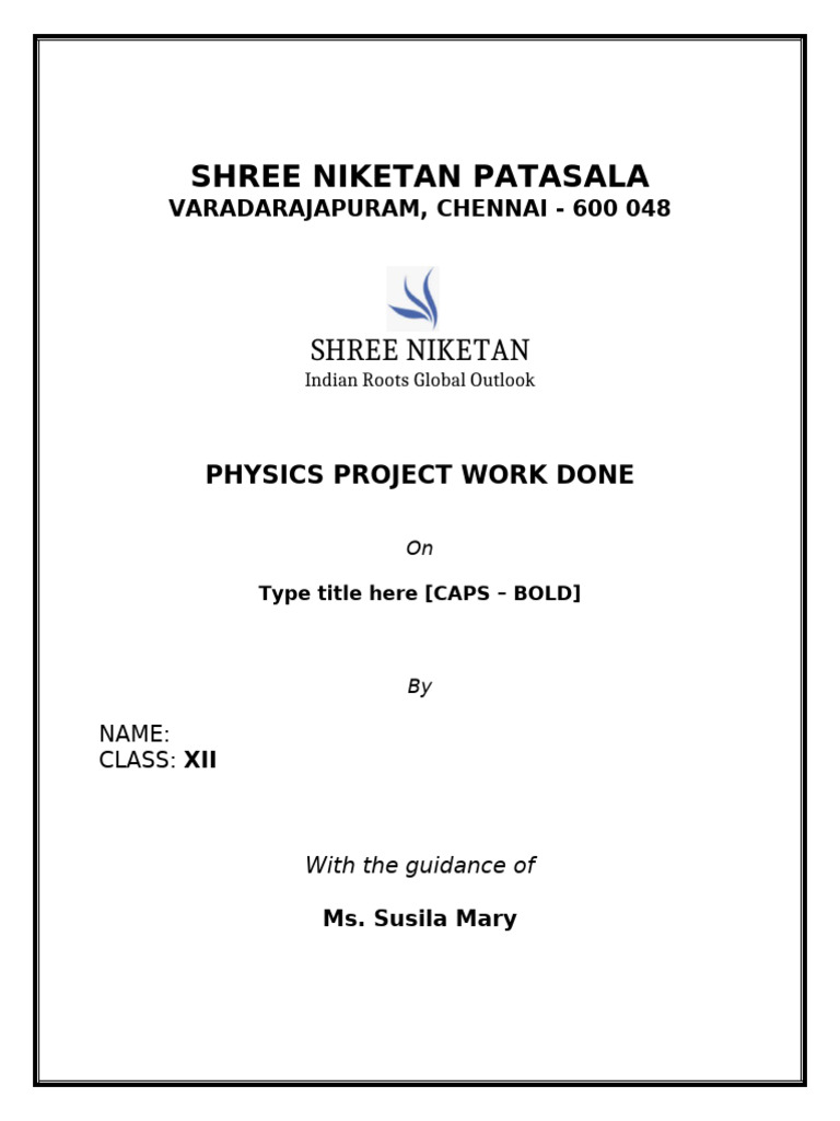 Physicsproject Frontpage | PDF