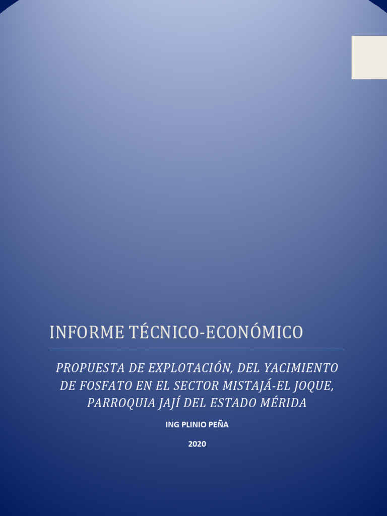 ESTUDIO DE FACTIBILIDAD TÉCNICO EXPLOTACION DE FOSFATO SECTOR JAJI ...