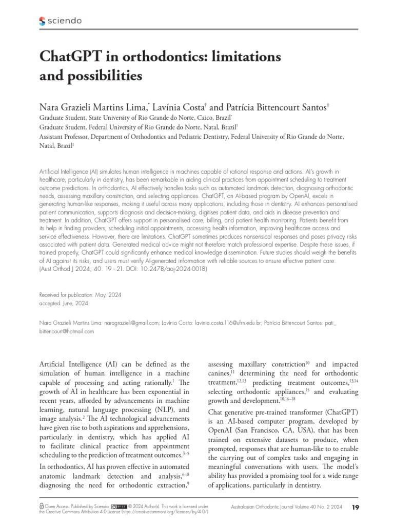 ChatGPT in Orthodontics Limitations and Possibilit 240909 183828 | PDF ...