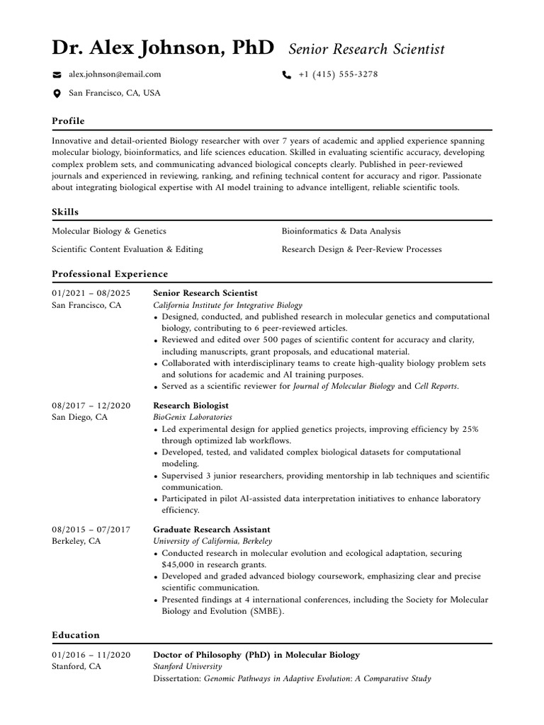 Dr. Alex Johnson PHD FlowCV Resume 20250811 | PDF | Computational ...