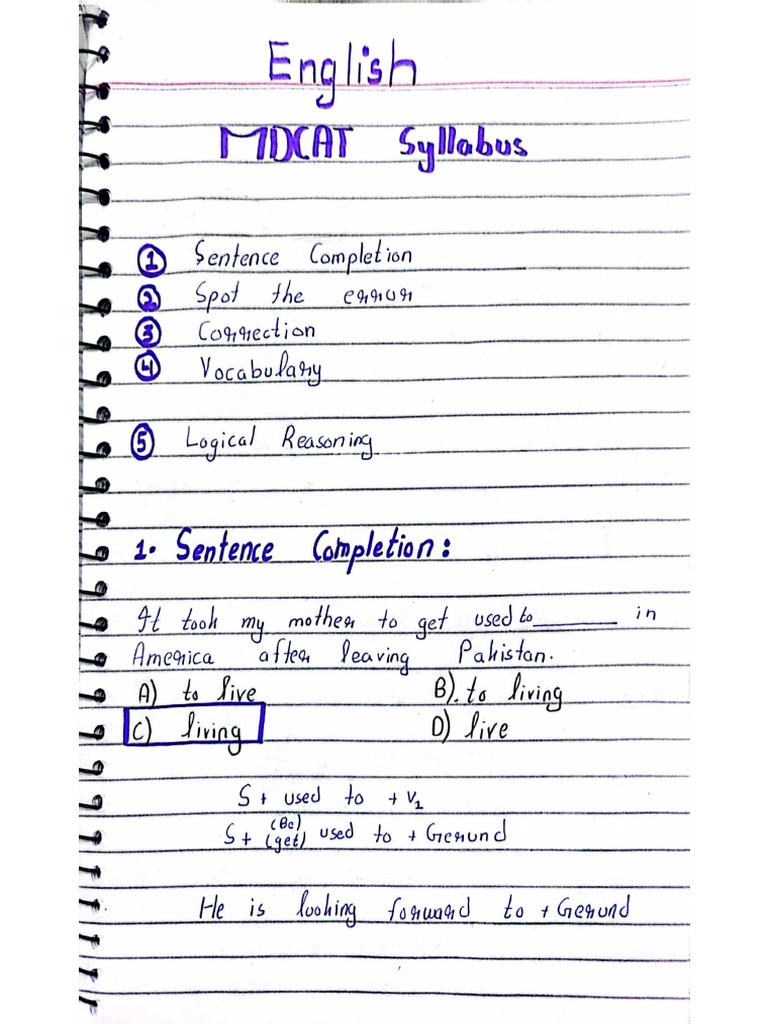 English MDCAT Notes | PDF
