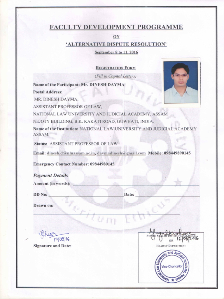 Registration Form - Dinesh Daima | PDF