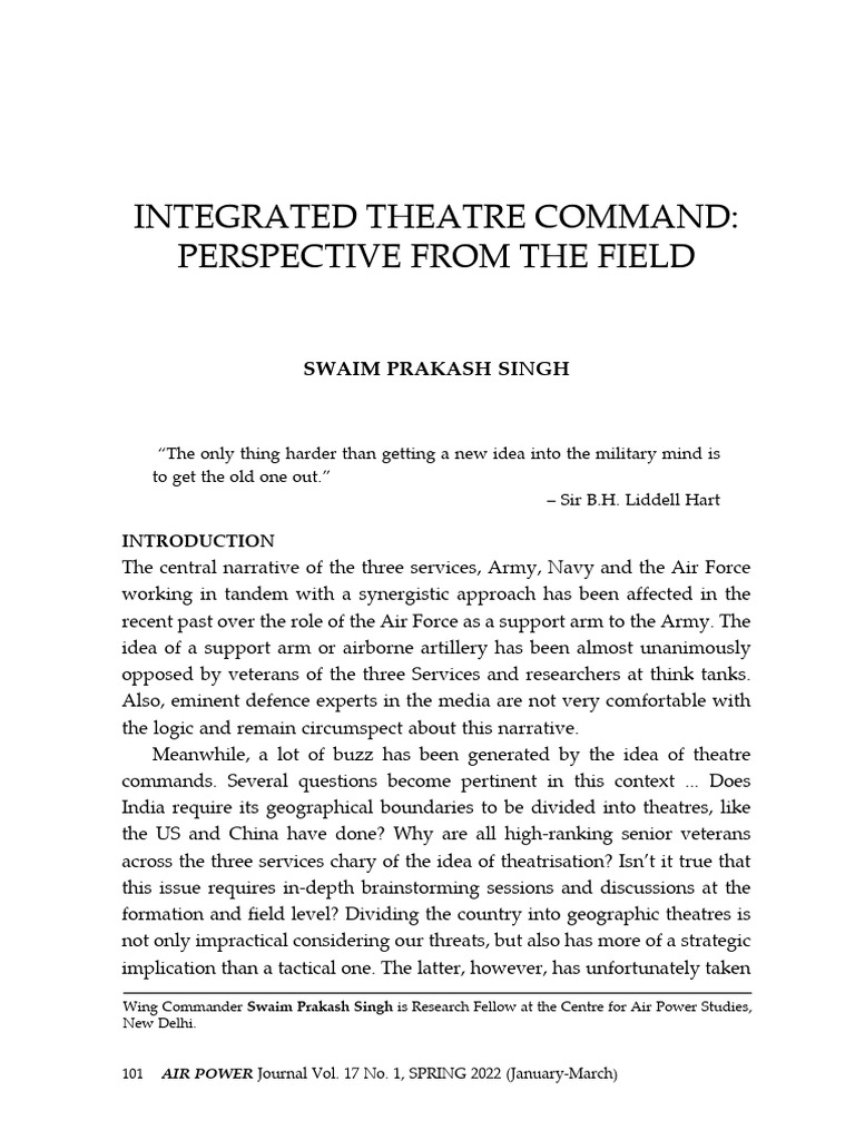 Integrated Theatre Command Perspective From The Field - Key Content Air ...