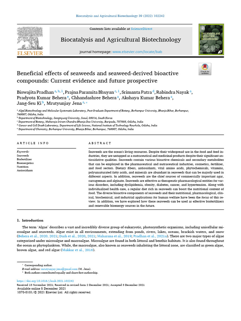 Benefcial Effects of Seaweeds and Seaweed-Derived Bioactive Compounds ...