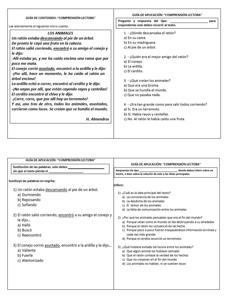 Guía de Comprensión Lectora para Niños | PDF | Comprensión lectora