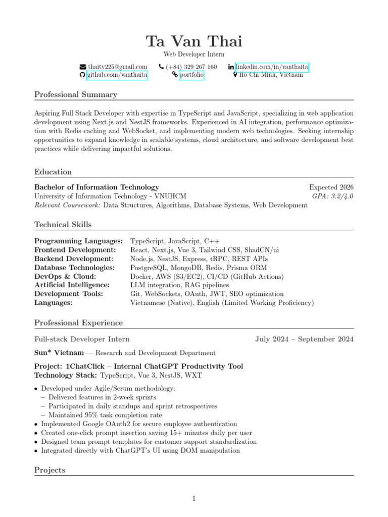 Full Stack Developer Internship Resume | PDF | Search Engine ...