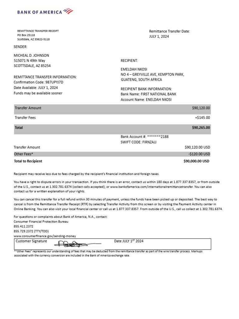 Remittance Transfer Receipt Details | PDF | Banks | Personal Finance
