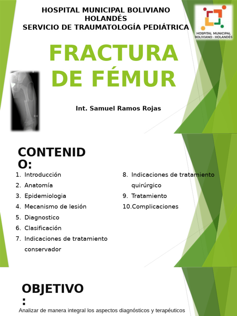 Fractura De F mur En Ni os Diagn stico Y Tratamiento PDF Rodilla