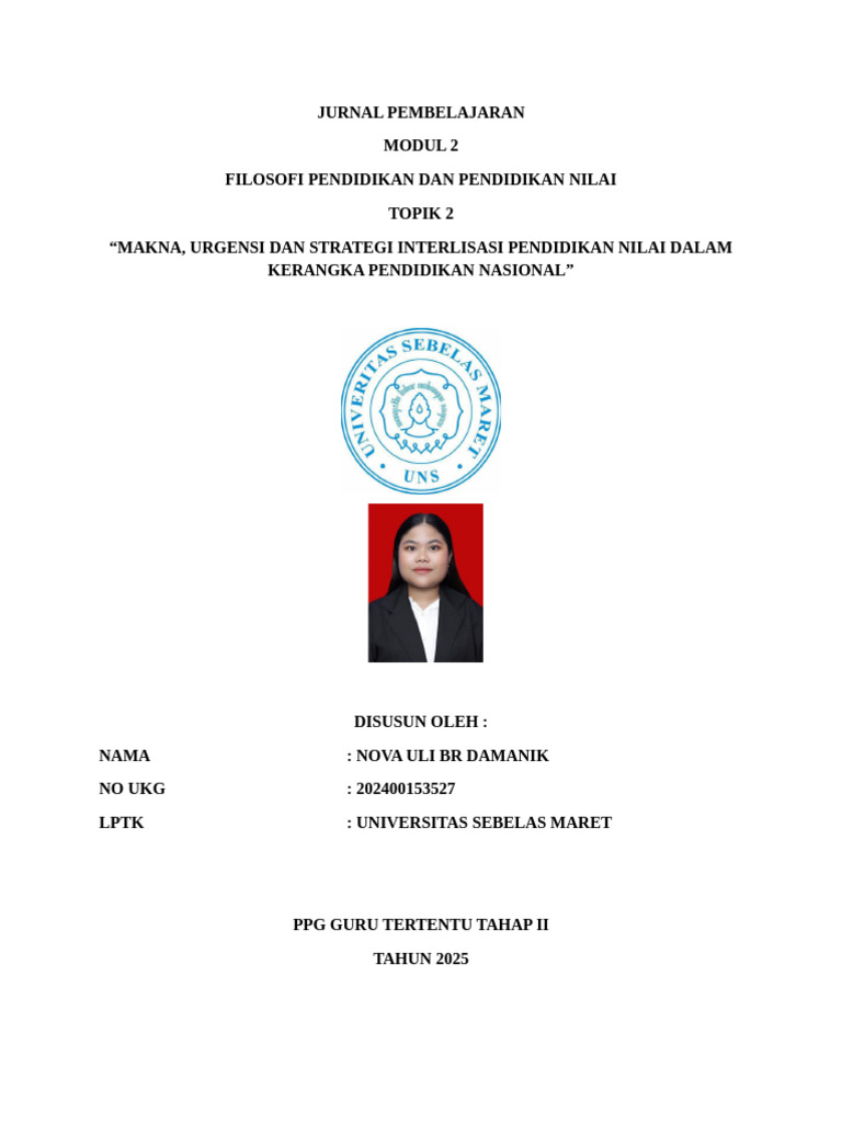 Jurnal Pembelajaran - Modul 2 Filosofi - Nova Uli | PDF