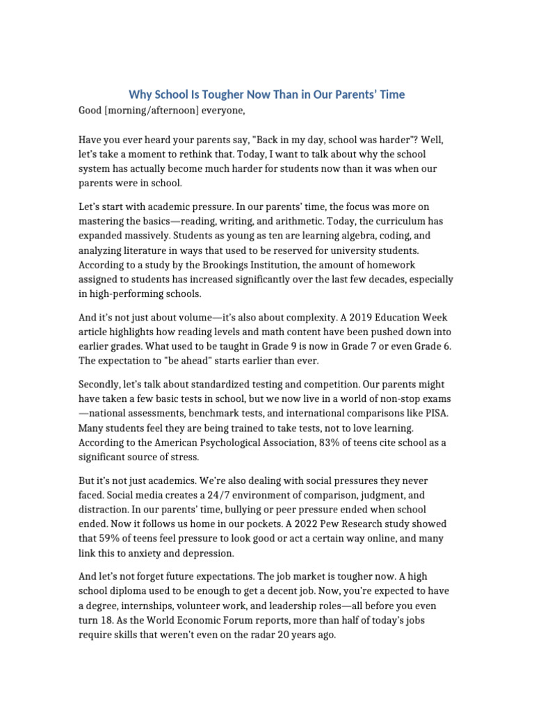 Why School Is Harder Today | PDF | Standardized Tests | Behavioural ...