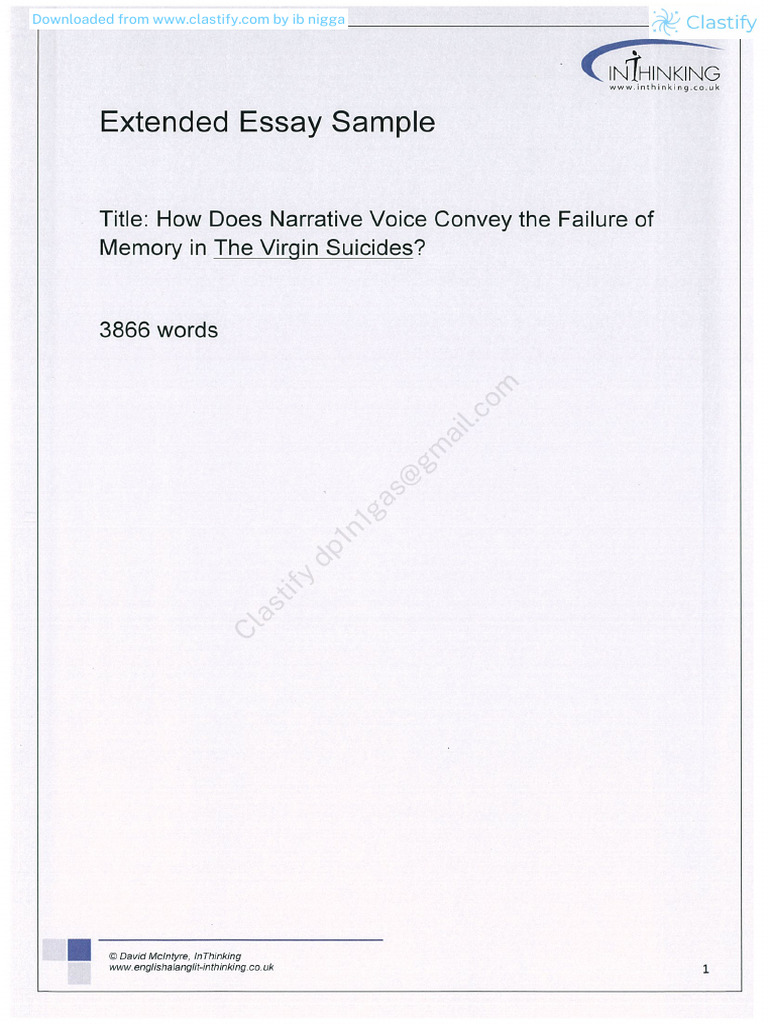 How Does Narrative Voice Convey The Failure of Memory in The Virgin ...