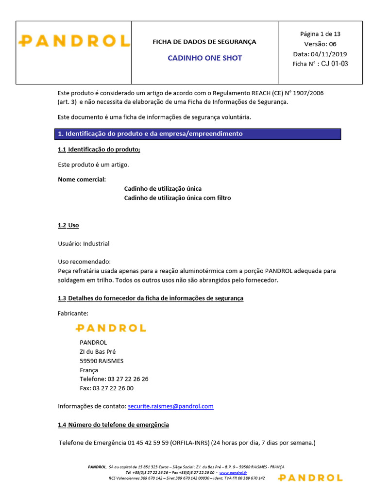 FDS PANDROL One Shot Crucible CJ01-03 Version 06 - Port | PDF ...