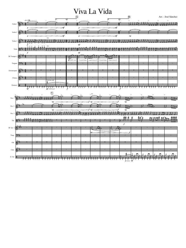 Viva La Vida Arrangement For Orchestra 114500 | PDF