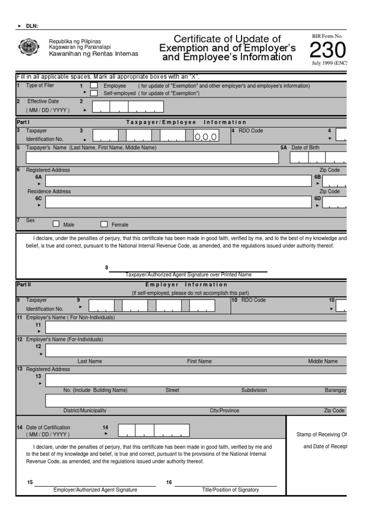 BIR Form 2305 | PDF | Husband | Social Institutions
