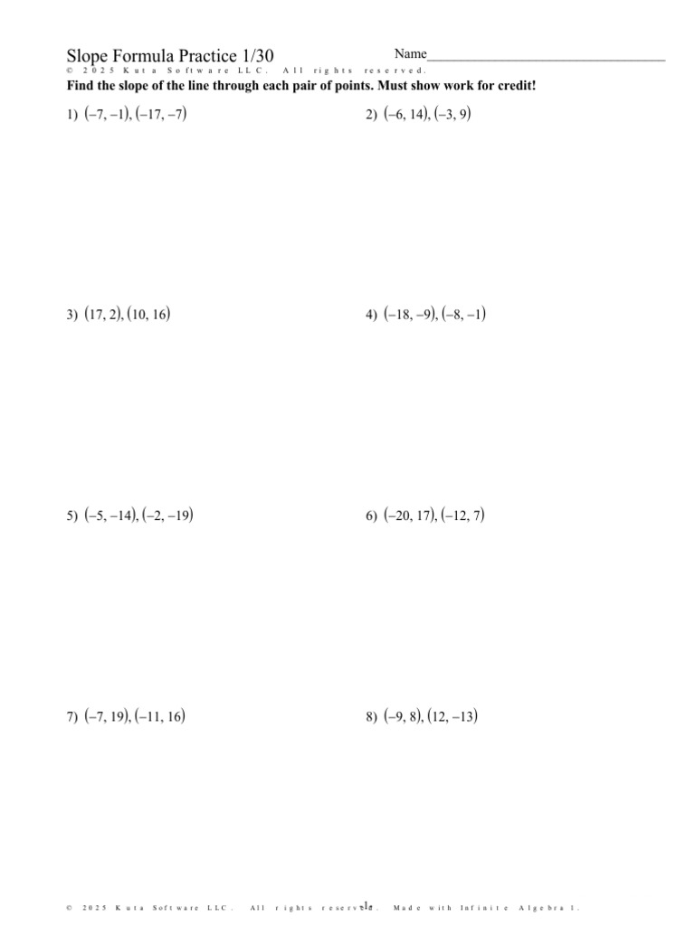 Slope Formula Practicef | PDF